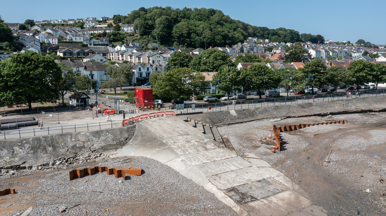 New aerial photos reveal progress at Mumbles sea defence works ...